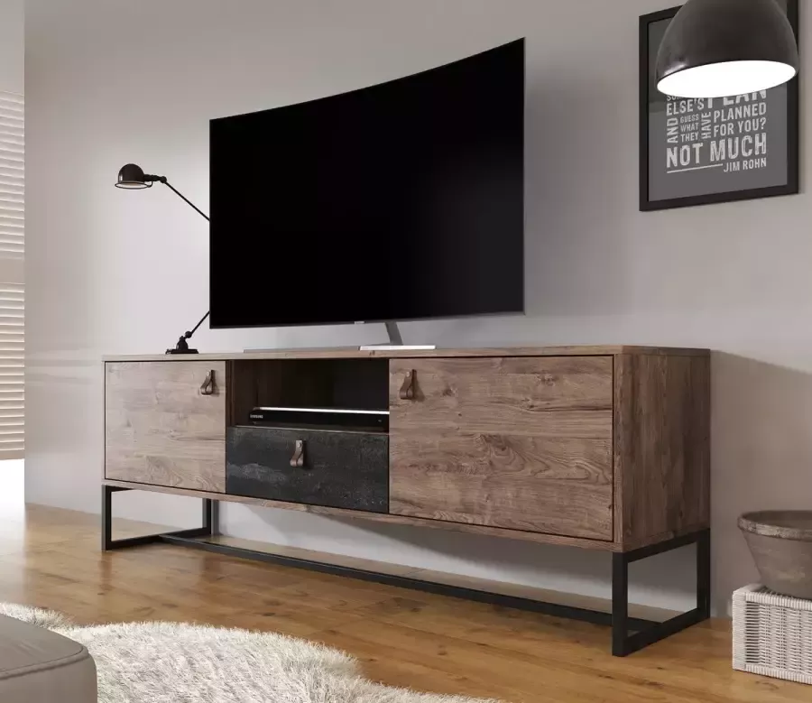 Meubella TV-Meubel Dust Eiken Zwart 153 cm - Meubels.com