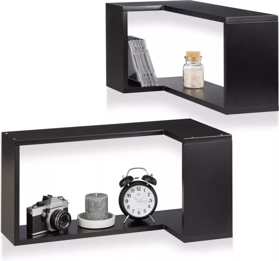 Relaxdays wandplank hoekmodel boekenplank CD-rek kruidenrek blinde ...